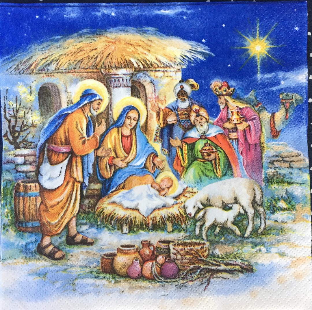 Christmas Nativity Decoupage Paper Napkins - Set of 4 - Lunch Size - Etsy