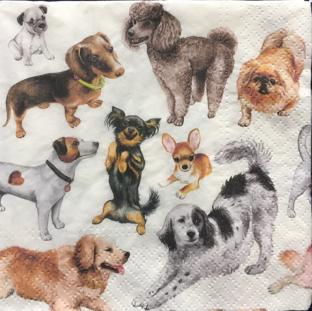 Dog Breed Decoupage Paper Napkins: Set of 4, Lunch Size - Etsy