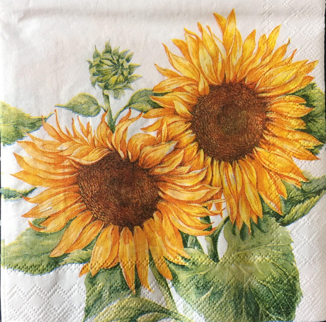Sunflower Decoupage Paper Napkins: Cocktail Size, Set of 4 - Etsy