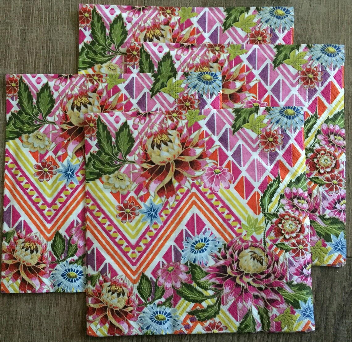 Floral Decoupage Paper Napkins: Set of 4, Lunch Size - Etsy