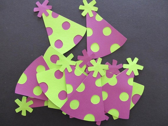 12 Jumbo Layered Cardstock Party Hat Diecuts in 2 Colours | Etsy