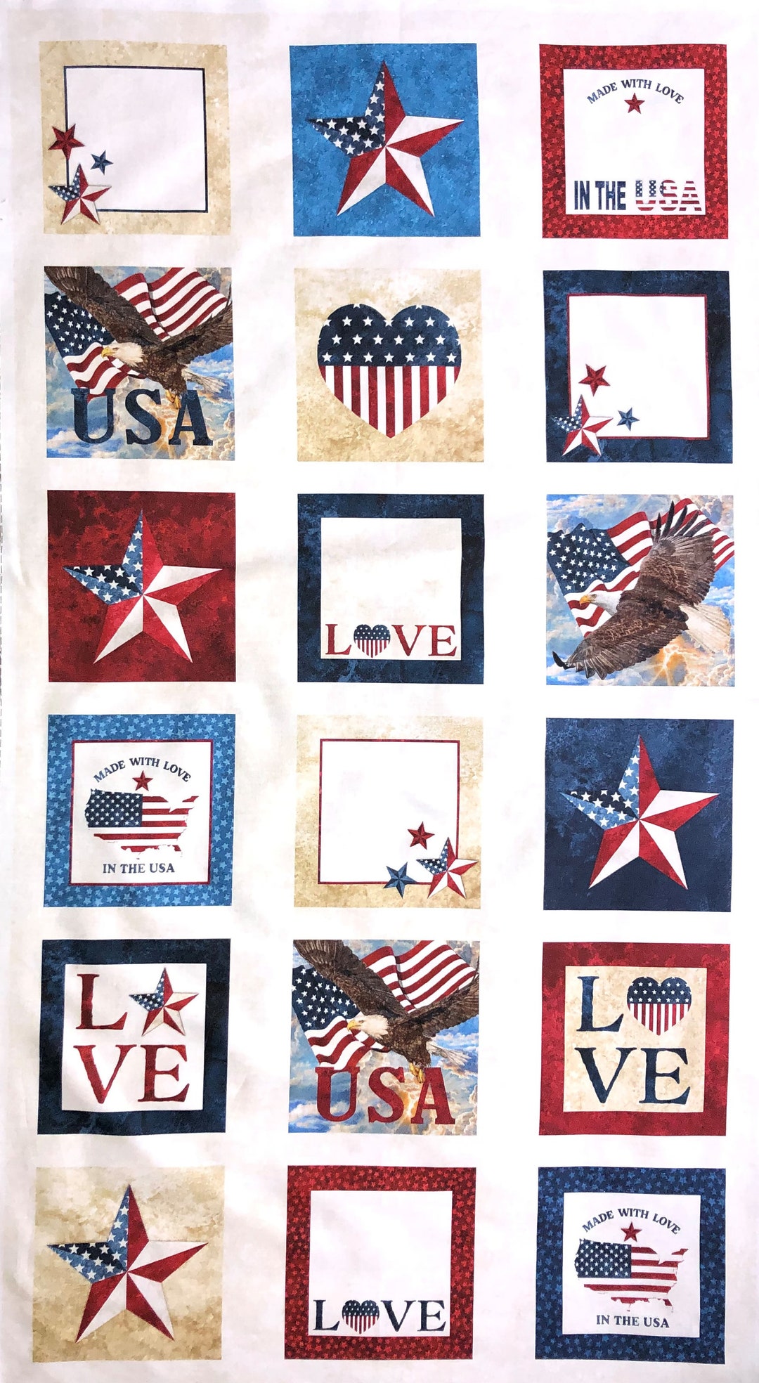 Patriotic Quilting Panel | Block Quilting Panel | Cotton Quilting Panel ...