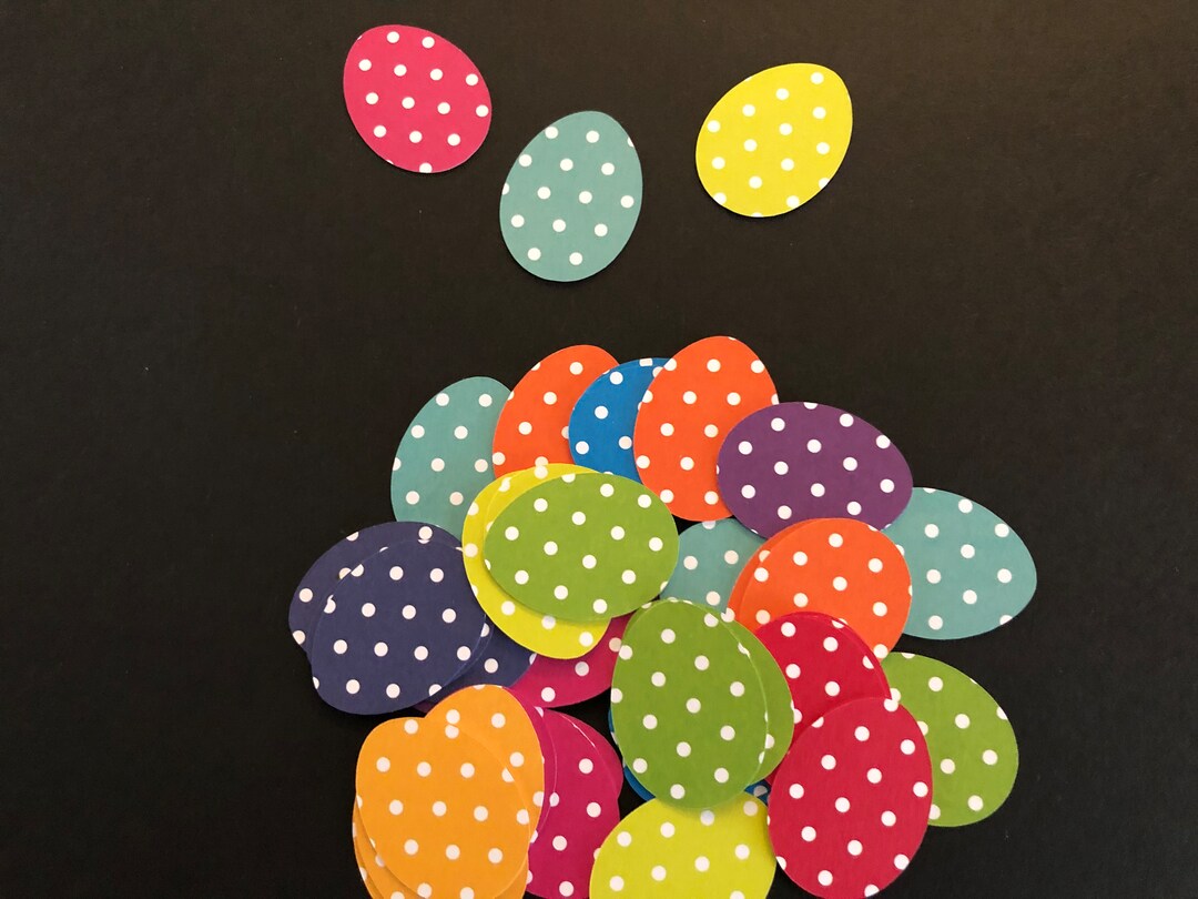 40 Dotted Cardstock Egg Diecuts - Easter Decorations, Scrapbooking ...