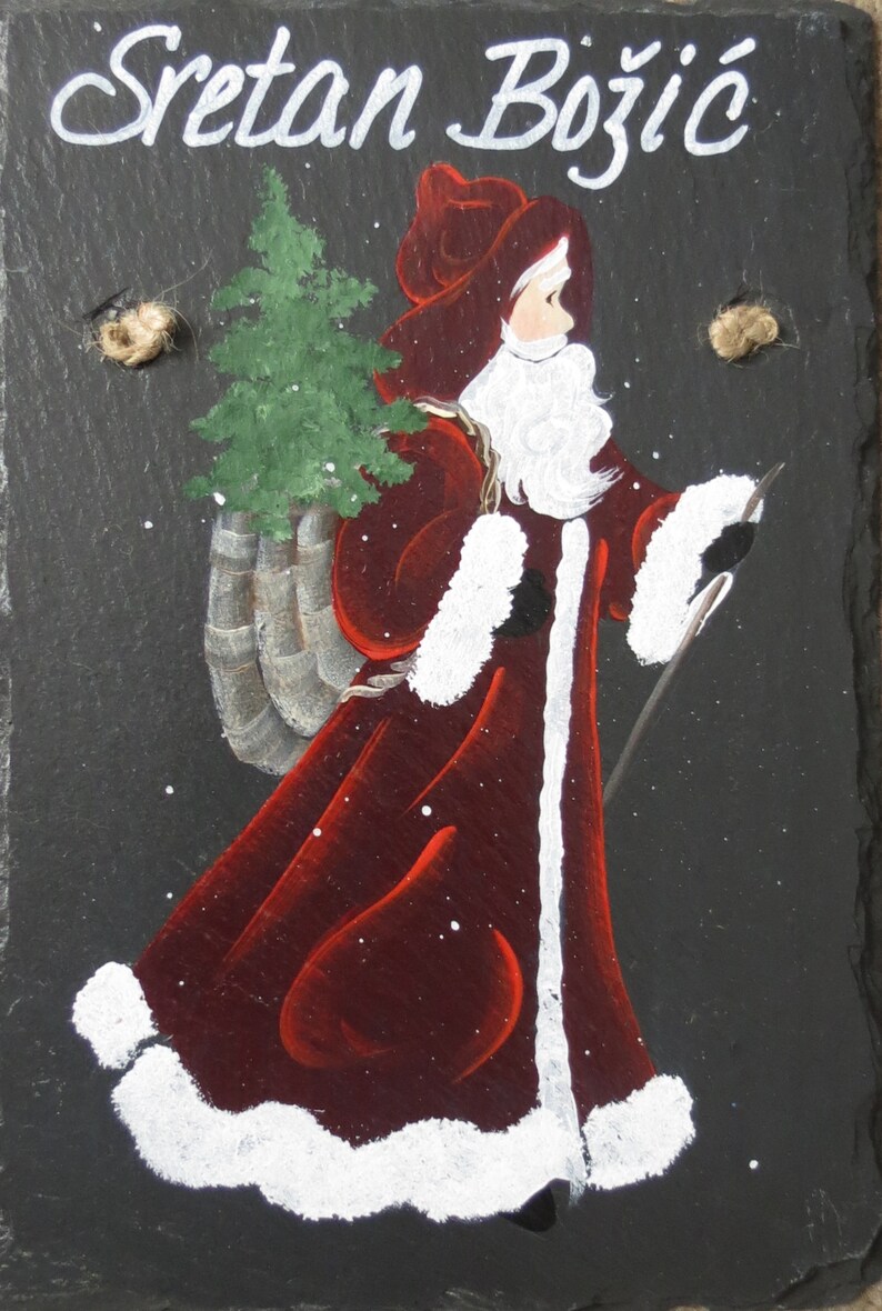RED VICTORIAN SANTA Slate Personalized Free We Can Write - Etsy