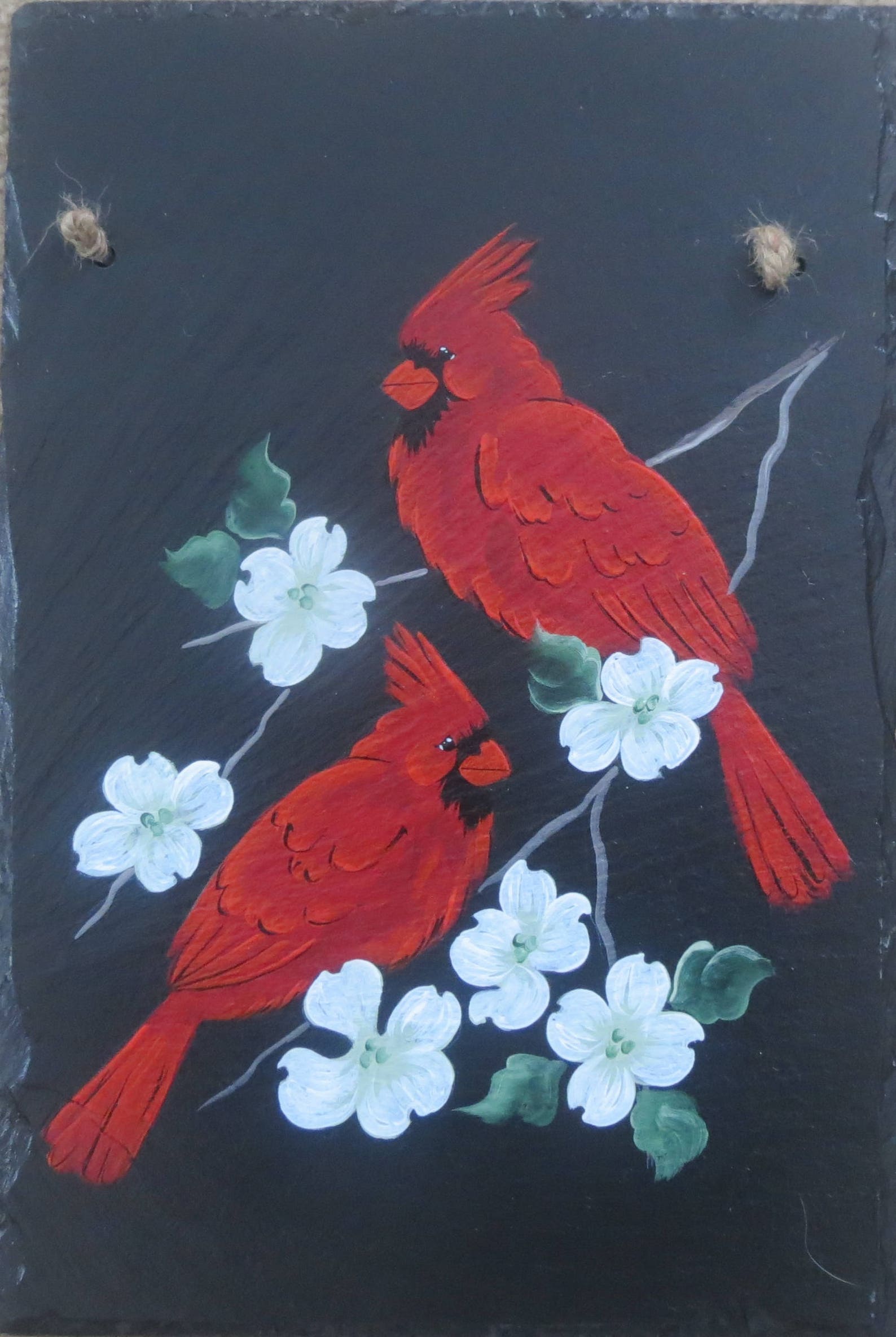 CARDINALS ON DOGWOOD Painted Slate Personalized Free - Etsy