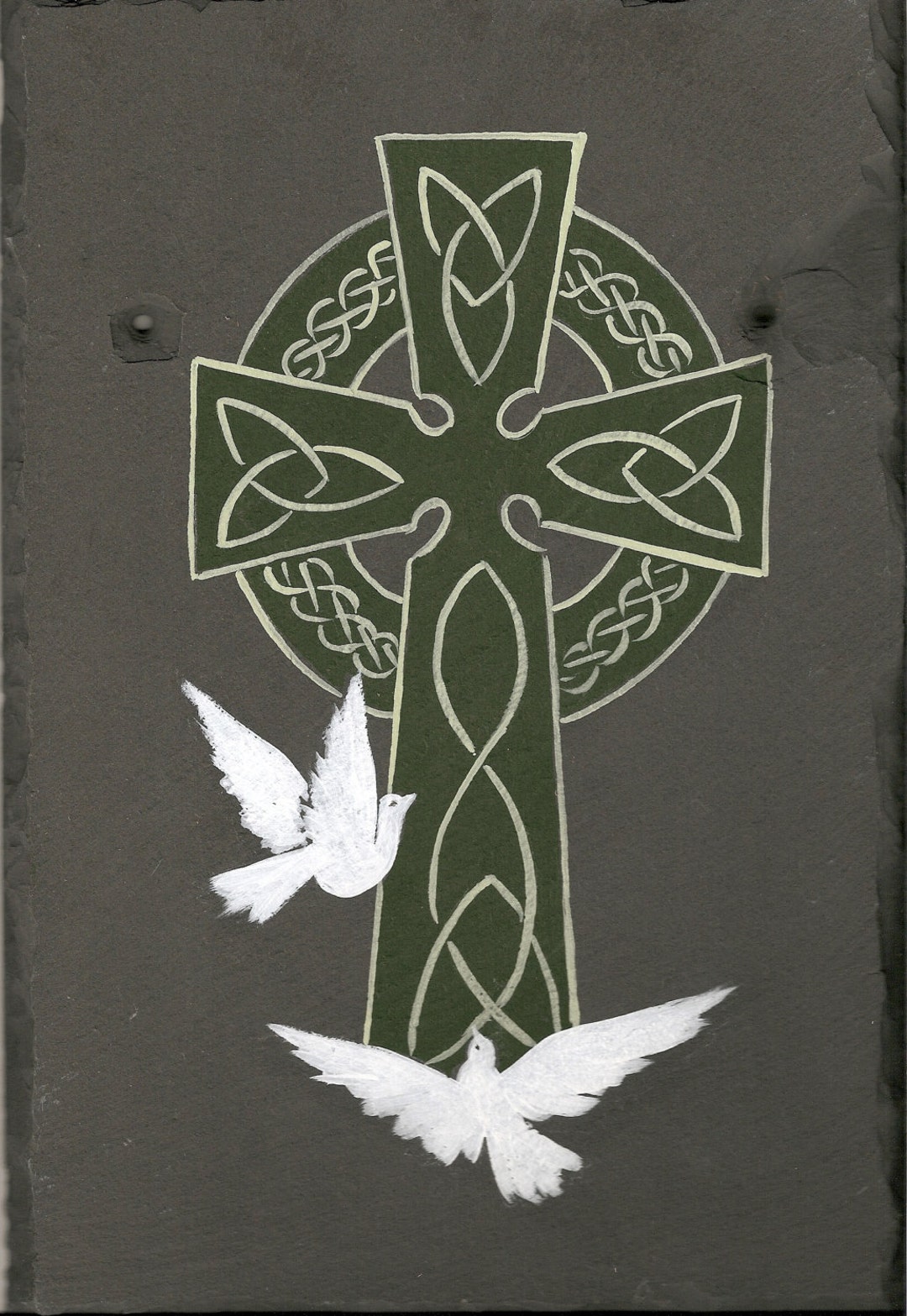 IRISH CROSS SLATE With Doves, Hand Painted - Etsy