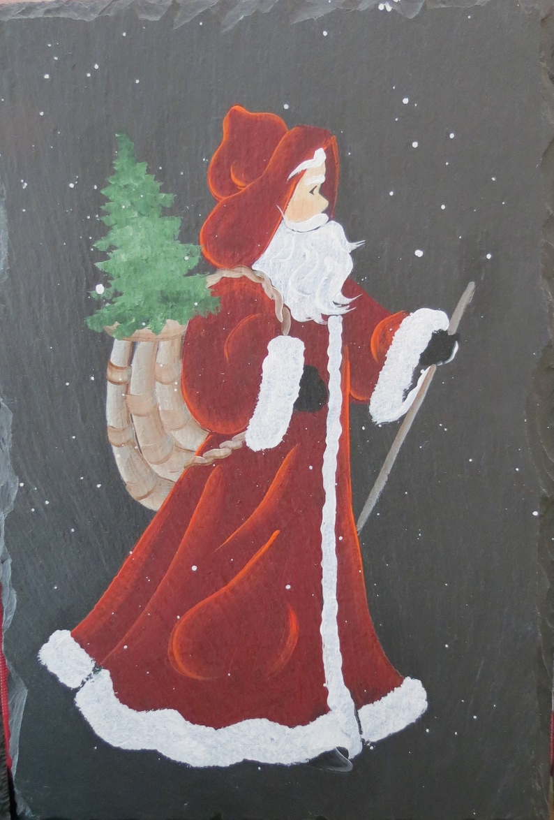 RED VICTORIAN SANTA Slate Personalized Free We Can Write - Etsy