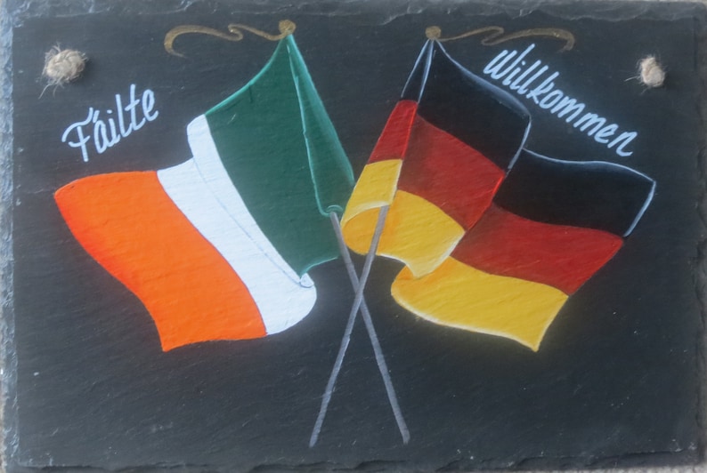 IRISH and GERMAN 2 Flags Hand Painted Slate Personalized Free - Etsy