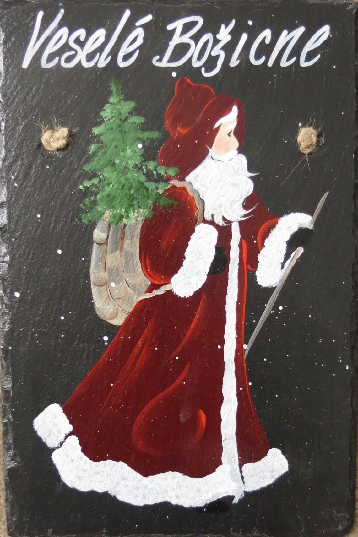 RED VICTORIAN SANTA Slate Personalized Free We Can Write - Etsy