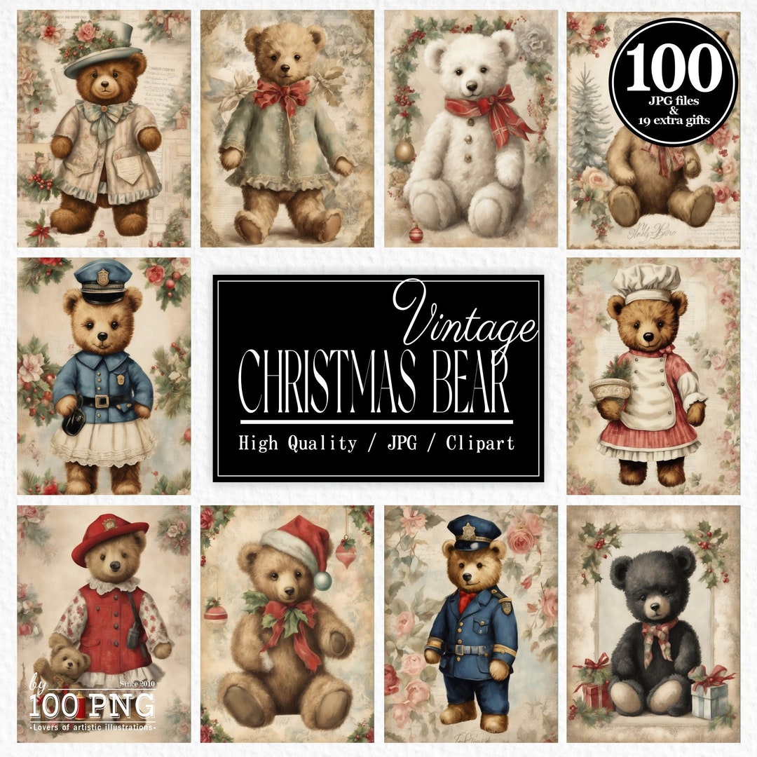Christmas Victorian Teddy Bears 100 PNG Files, High Quality Pngs ...