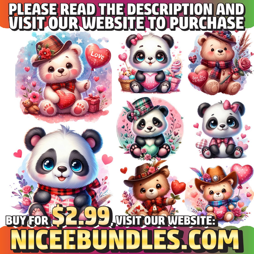 8 PNG Cute Panda Splash and Watercolor Digital Design PNG File for ...