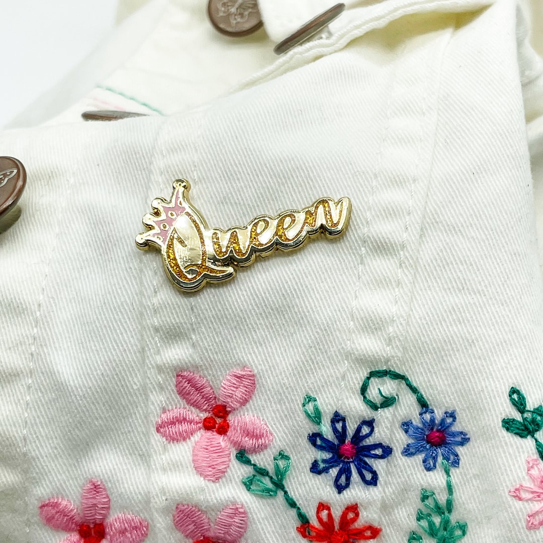 Queen Glitter Enamel Pin Badge - Etsy