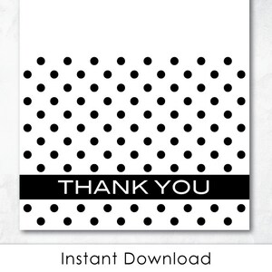 Printable Thank You Card - Retro Black Polka Dot Thank You Card ...