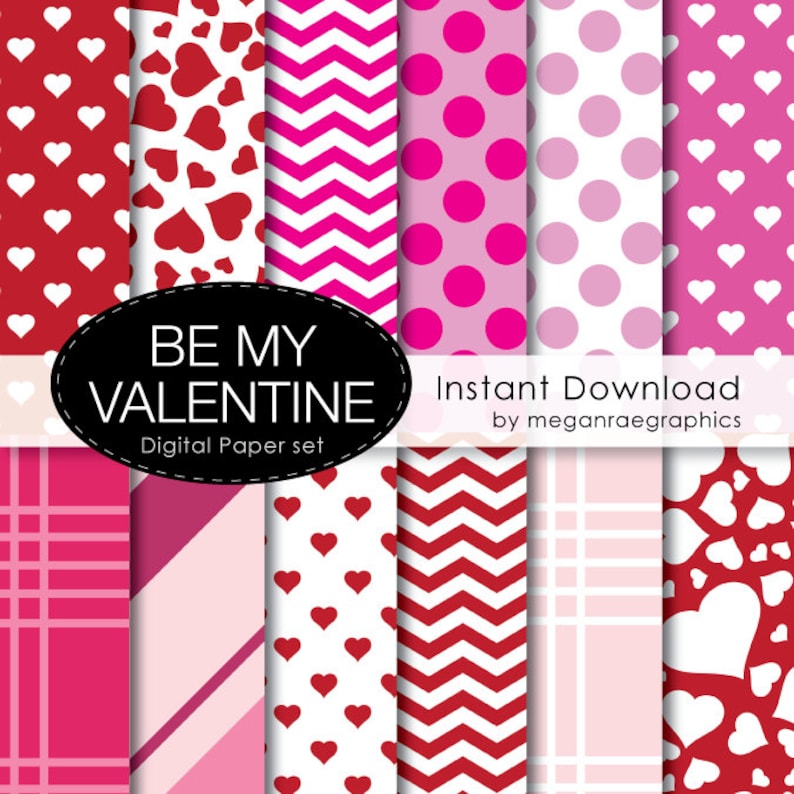 SALE 50% OFF Digital Paper - 12x12 Valentine's Day Themed Digital ...