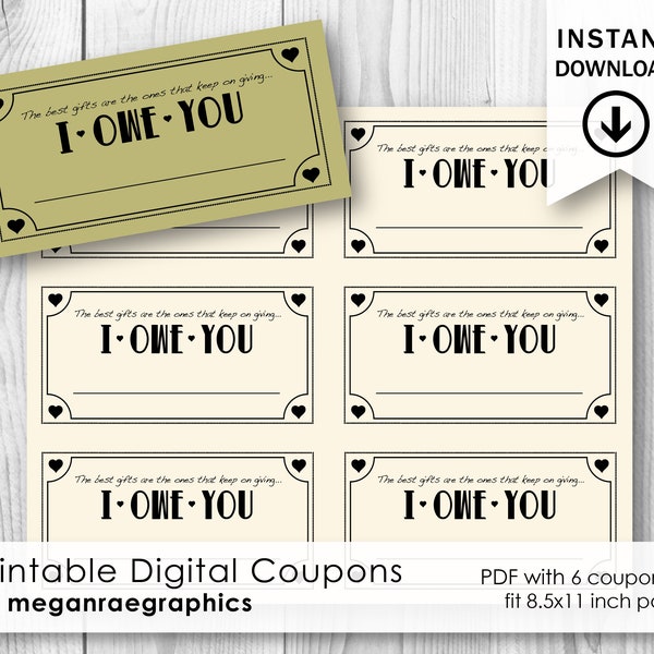 I Owe You Gift Printable - 60+ Gift Ideas for 2026