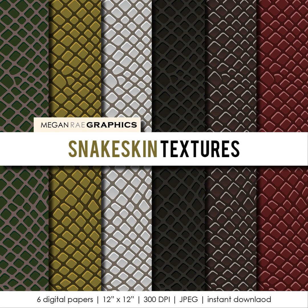 Digital Paper - 12x12 SNAKESKIN Textures Digital Paper Pack (green ...