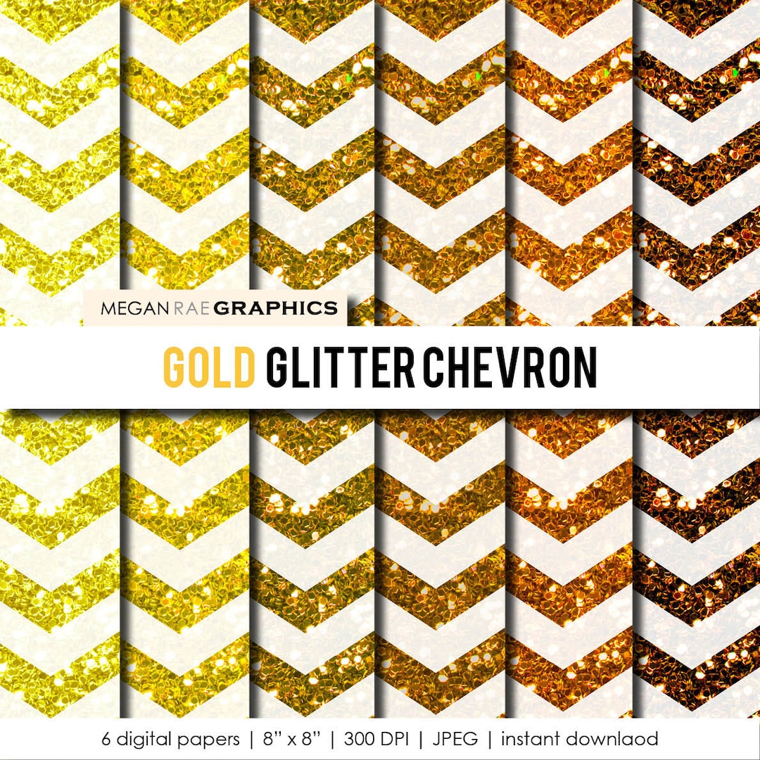 Digital Paper - 8x8 GOLD GLITTER CHEVRON Digital Paper Pack (gold ...