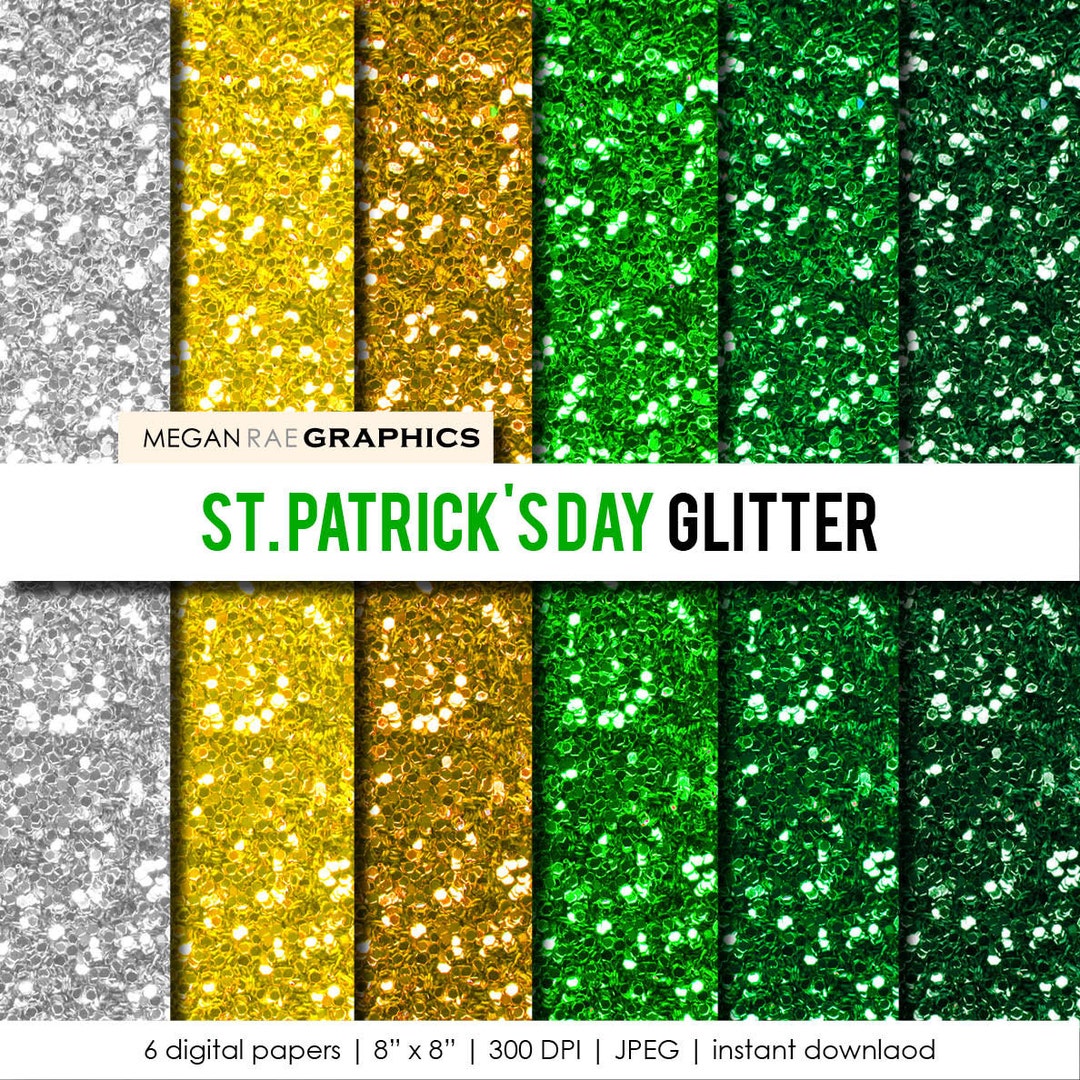 Digital Paper - 8x8 ST. PATRICK'S DAY Glitter Digital Paper Pack ...