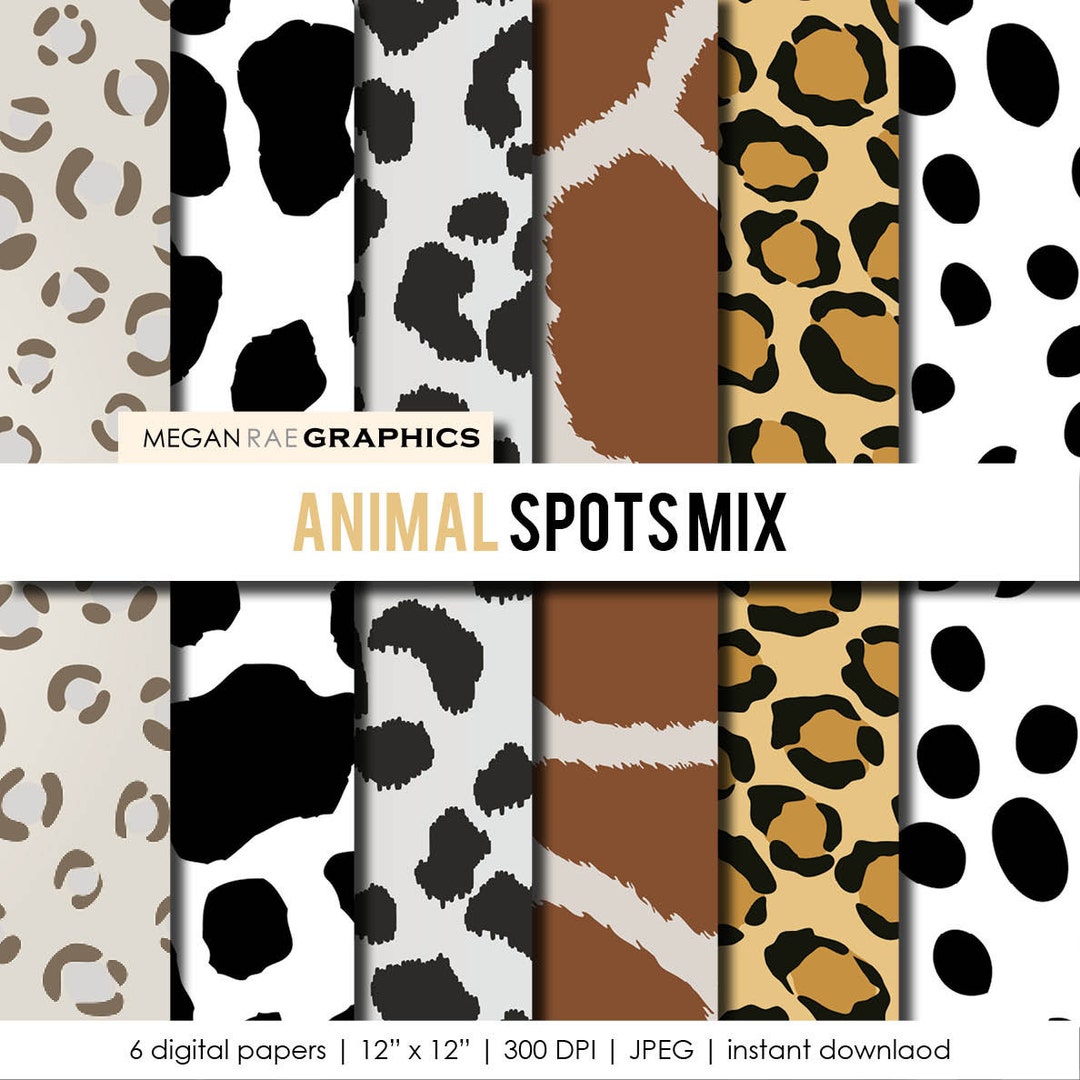 Digital Paper - 12x12 ANIMAL SPOTS Digital Paper Pack (cheetah, Leopard ...