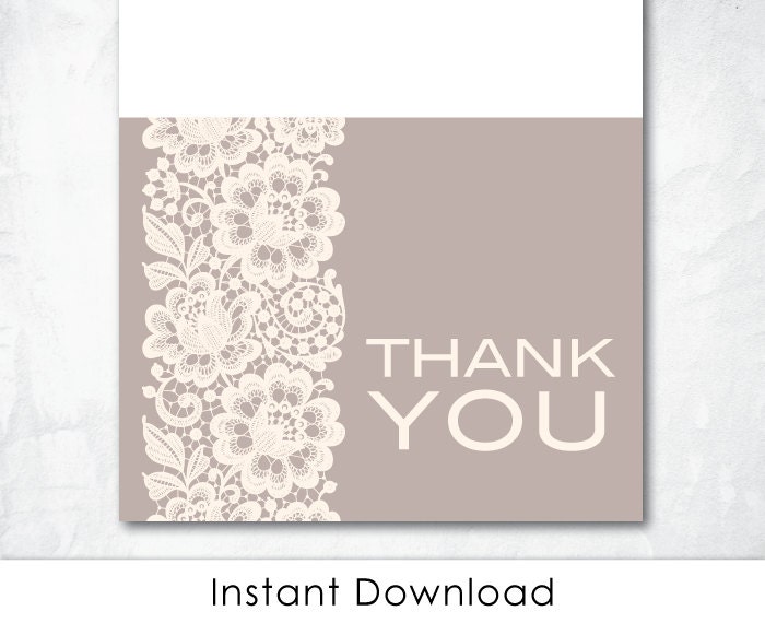 Thank You Card - Modern GRAY LACE Printable Thank You Card (A2 Format ...