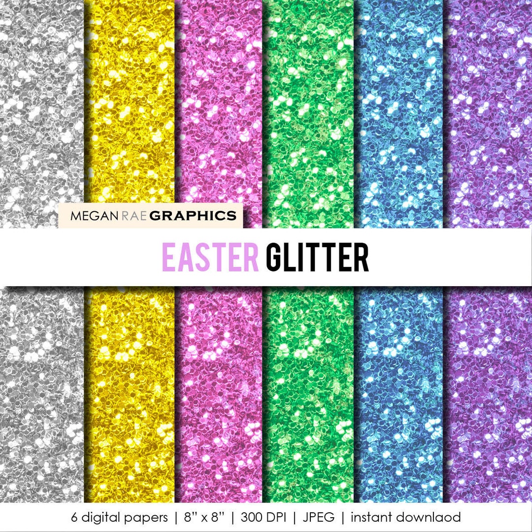 Digital Paper - 8x8 EASTER GLITTER Digital Paper Pack (yellow, Pink ...