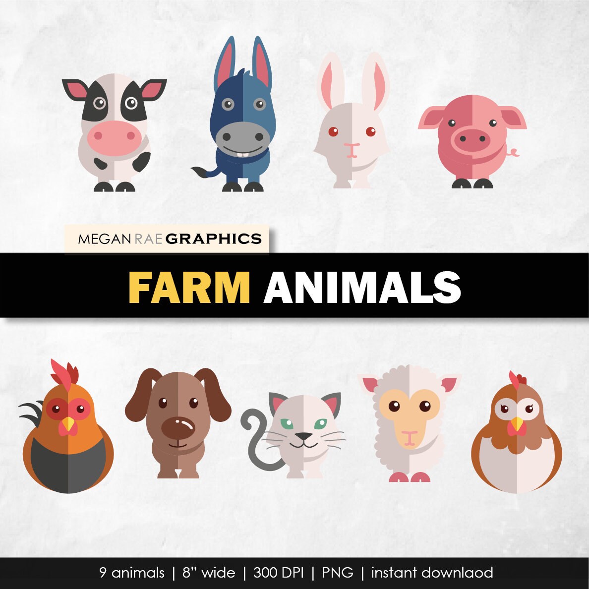 50% OFF Farm Animals Clipart Set - Digital 300 DPI PNG Images, Photos ...