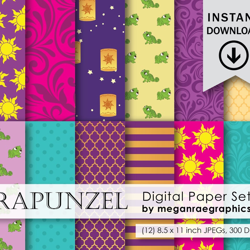 Tangled Digital Paper - Etsy