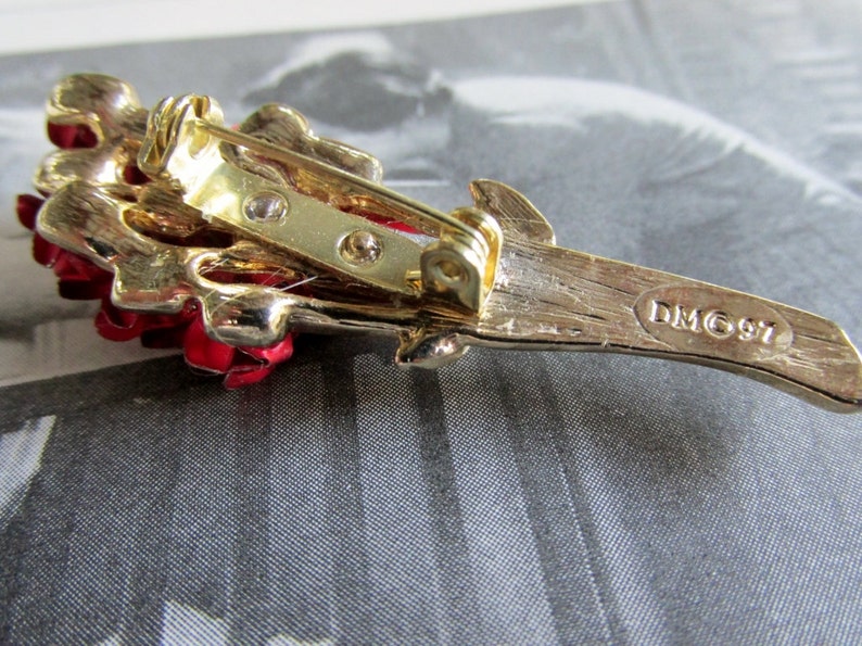 Vintage DM©97 Dozen Red Roses Brooch | Etsy