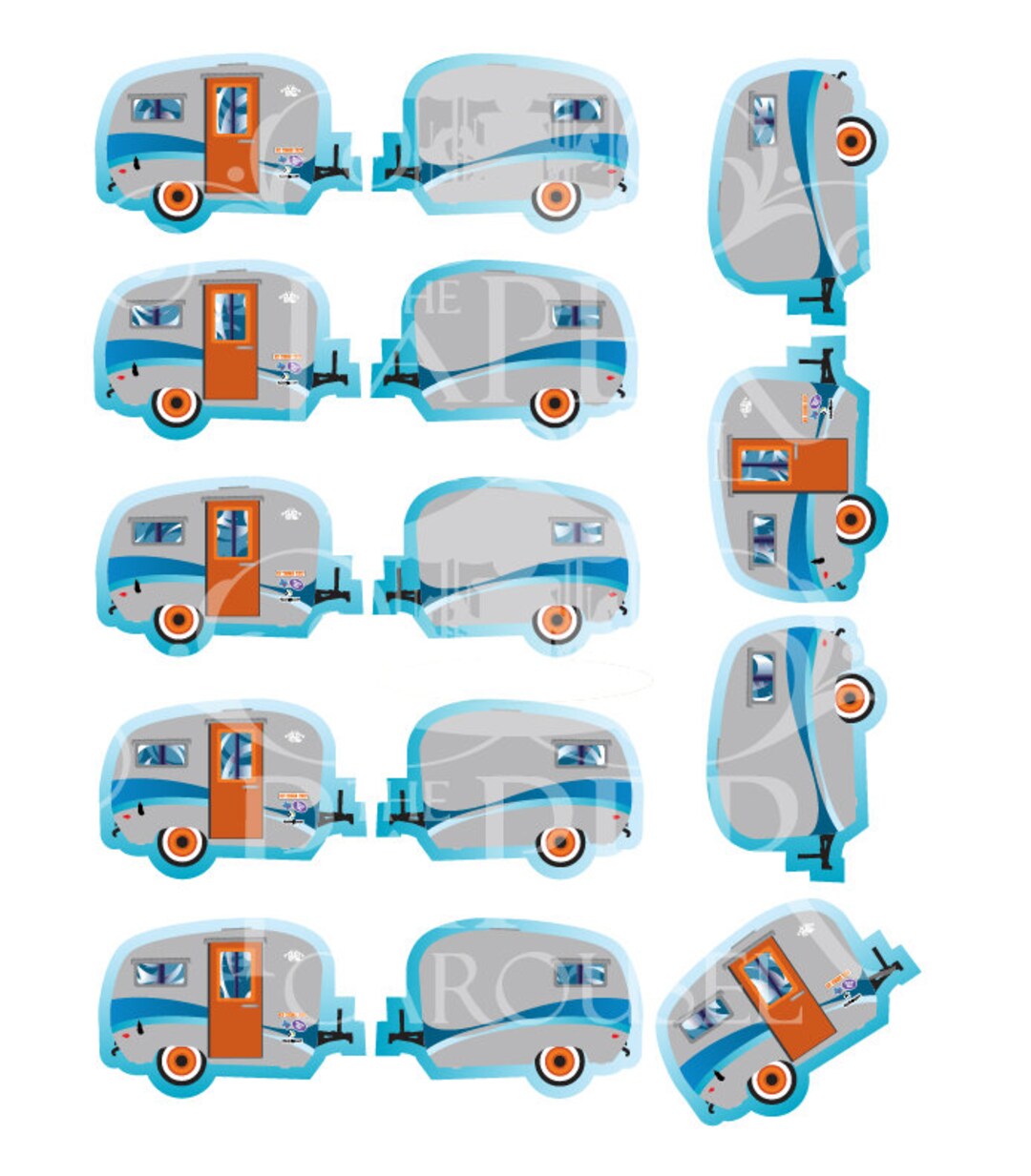 Digital Download RV Camper Cupcake Topper- Blue, Orange, Grey - Etsy