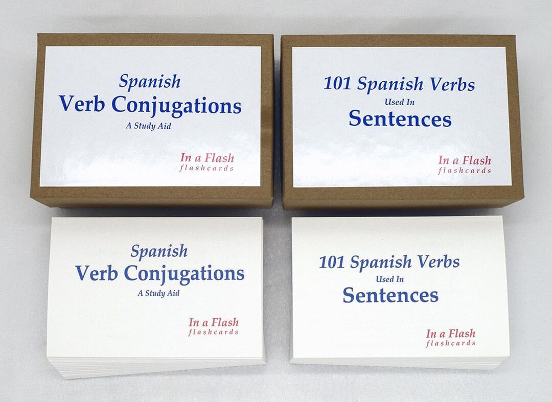 IN A FLASHCARDS: 101 Spanish Verb Conjugations Study Aid and Sentences ...