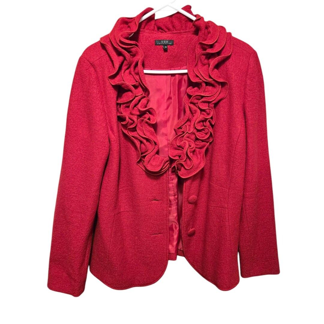 Vintage Wool Jacket Vex Collection Red Accent Jacket Size L - Etsy