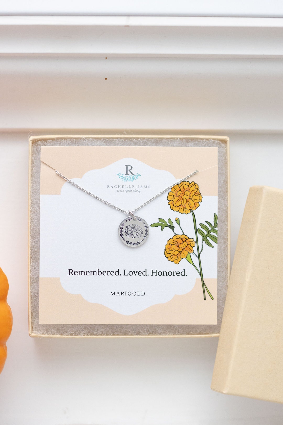 Sterling Marigold Flower Jewelry for Remembrance Gift - Miscarriage ...