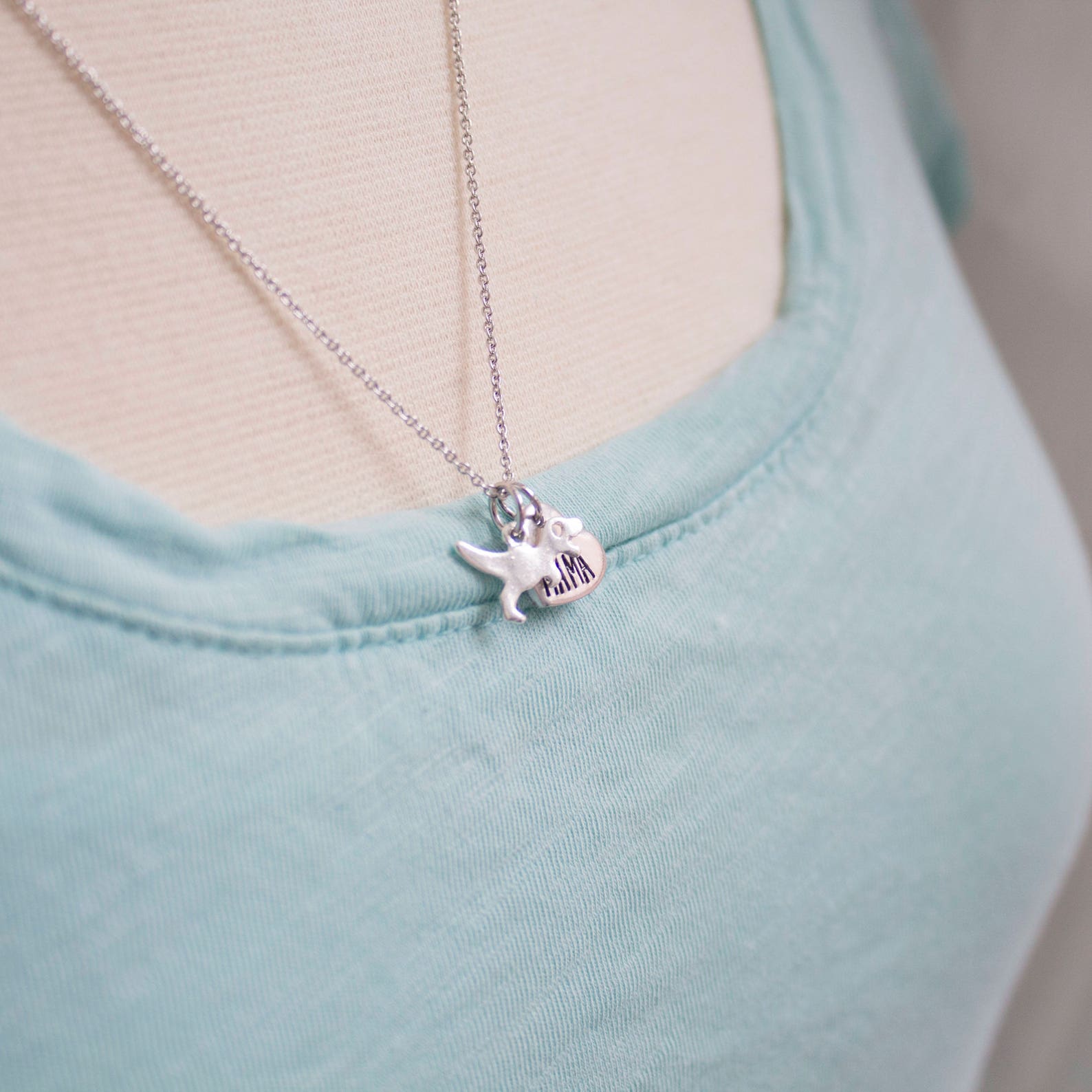 1 T-rex Jewelry Silver Dinosaur Necklace Gift for Mom - Etsy