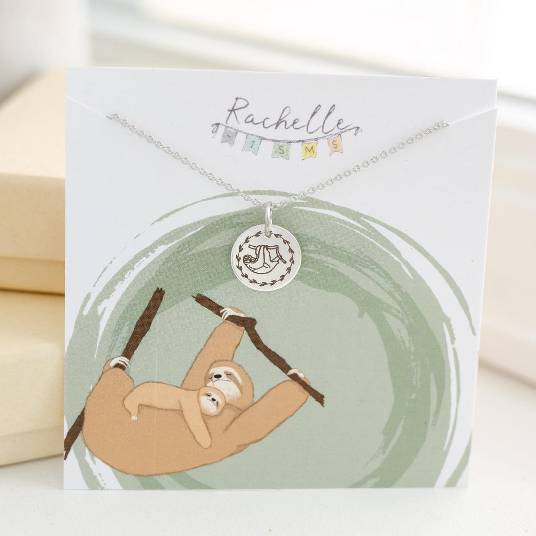 Silver Sloth Necklace, Gold Sloth Jewelry Wildlife Gift for Mom ...