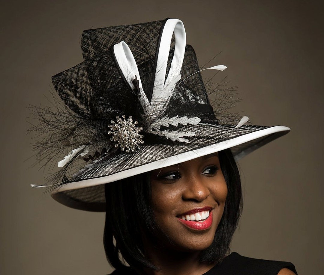Marielle - Striking Black & White Wedding Hat. Kentucky Derby Hat ...