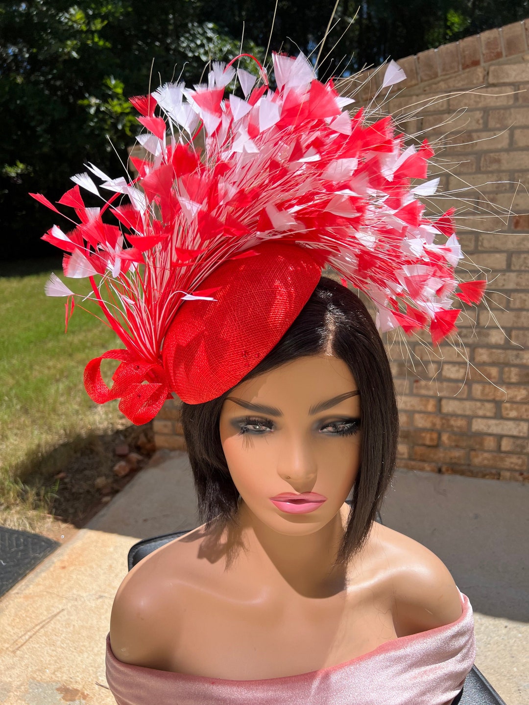 Striking Red and White Fascinator. Unique Handmade Fascinator. - Etsy