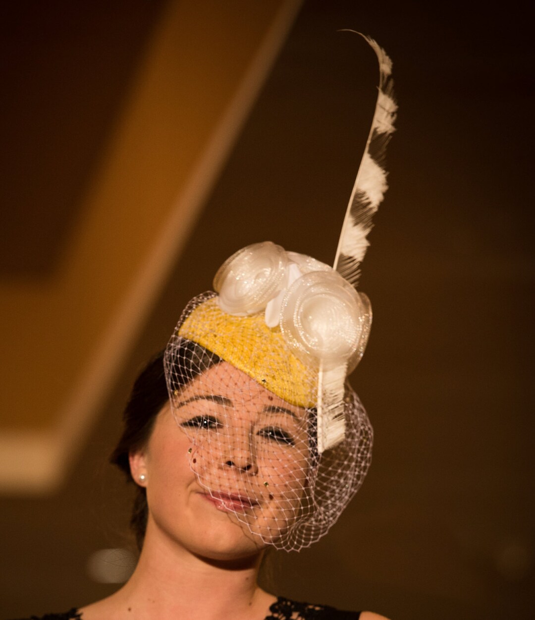 Yellow & White Fascinator. Bridal Party Hat. Church Hat. First Lady Hat ...