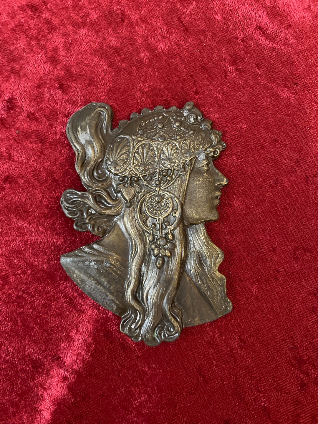 Vintage Art Nouveau Gypsy Woman Alphonse Mucha Brass Belt Buckle - Etsy