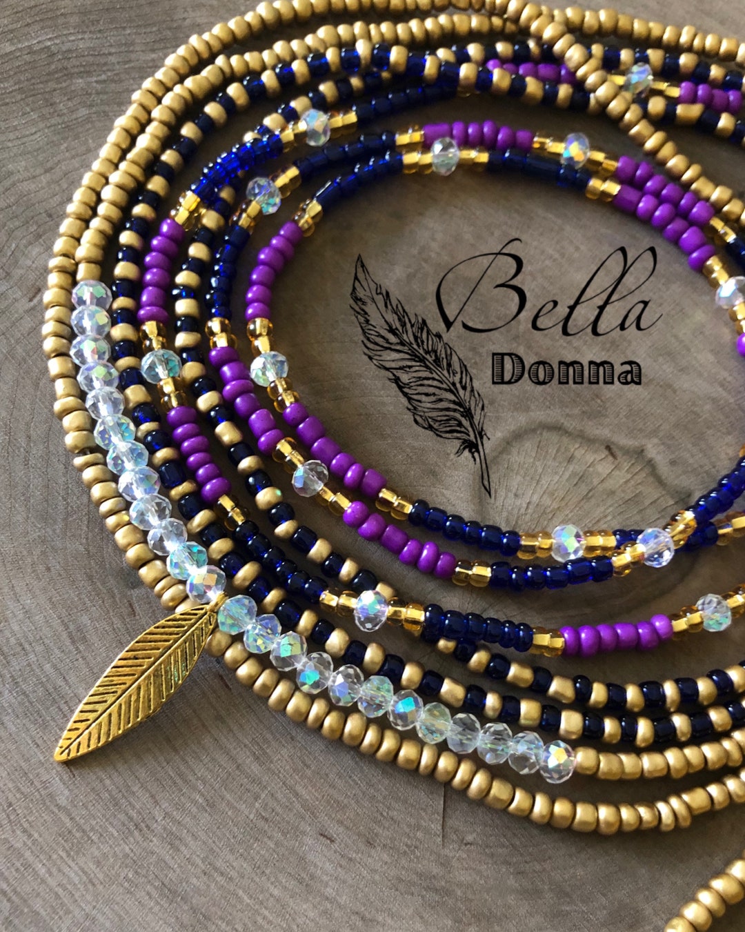 Purple Gold Waist Beads Set - Etsy
