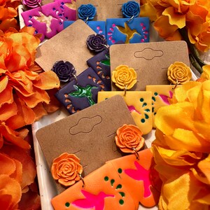 Papel Picado Colibri Earrings. Mexican Folk Art. Mexican Inspired ...