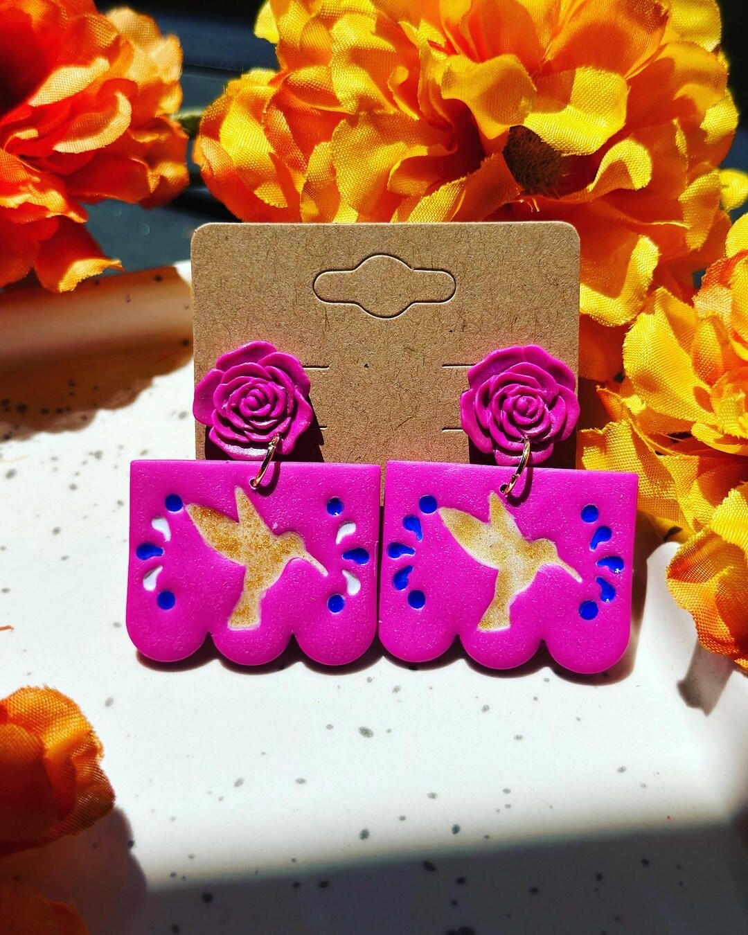 Papel Picado Colibri Earrings. Mexican Folk Art. Mexican Inspired ...