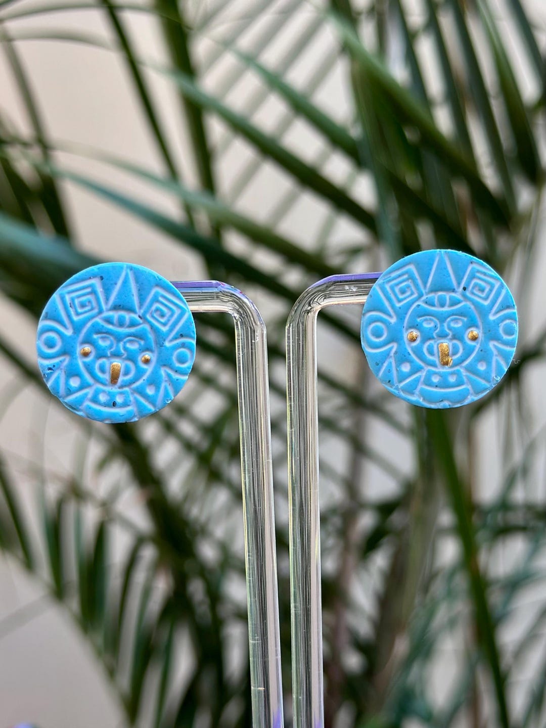 Aztec Inspired Earrings. Studs Warrior & Eagle. Sun. Mesoamerican ...