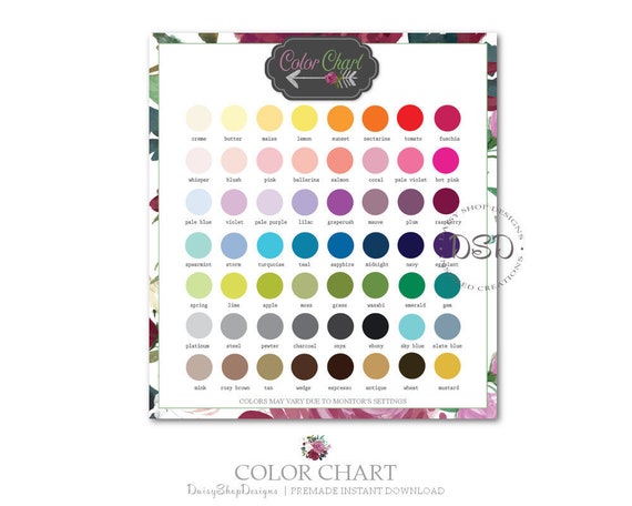 Premade Color Chart for Your Etsy Store | Etsy
