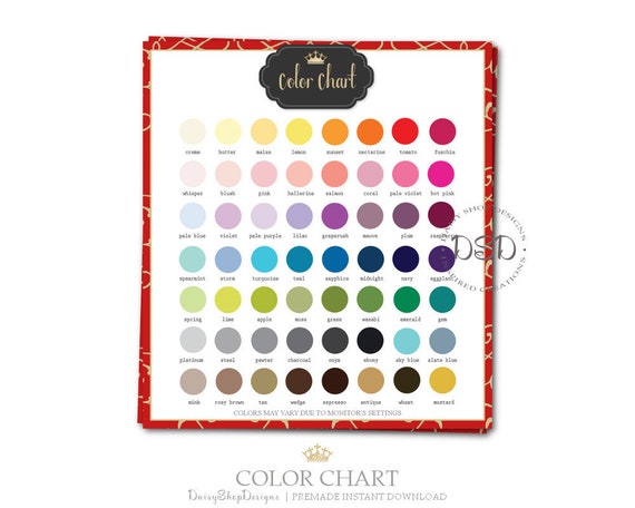 Premade Color Chart for Your Etsy Store Listings Gold Crown | Etsy