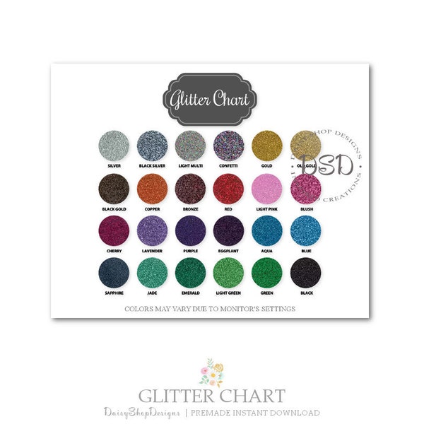 Glitter Color Chart - Etsy