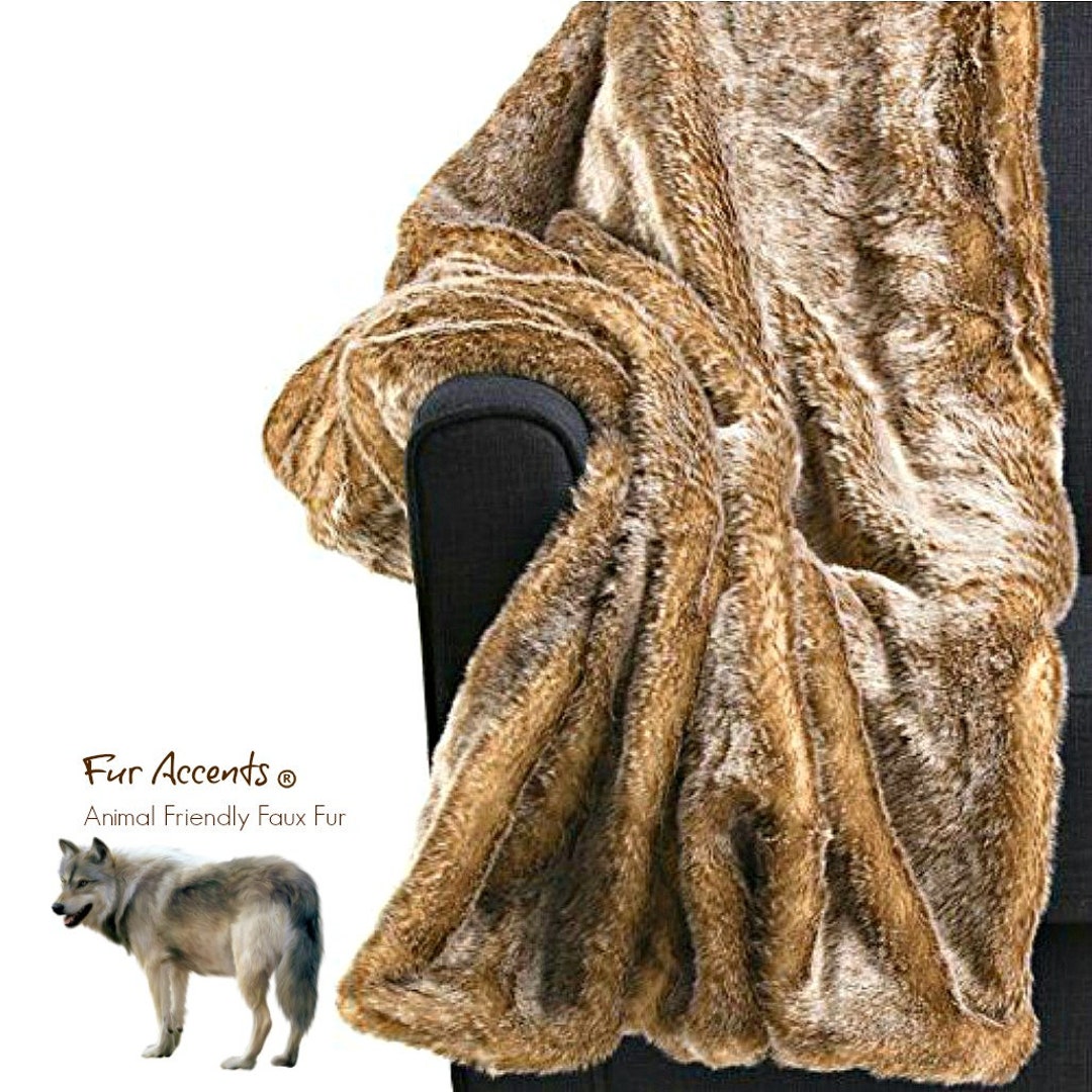 Coyote , Wolf, Faux Fur Throw Blanket, Luxury Shag, Minky, Mink, New ...
