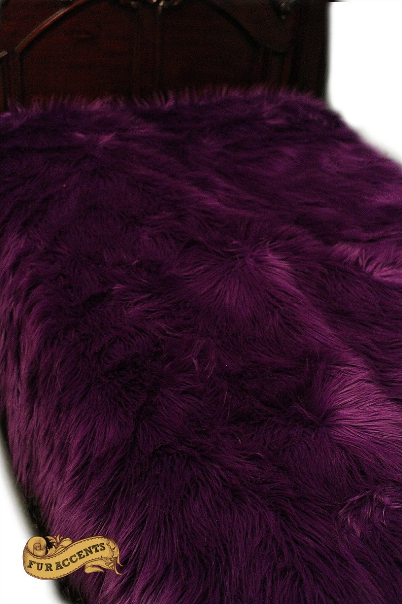 Soft Shaggy Faux Fur Bedspread Raspberry Plumb Purple With - Etsy
