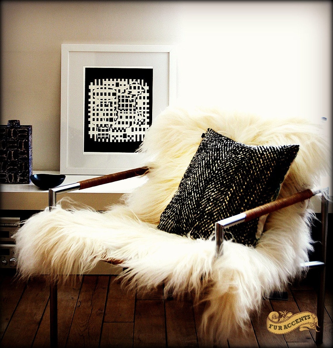 White Mongolian Faux Fur Throw Blanket - Shaggy Long Hair, Minky ...