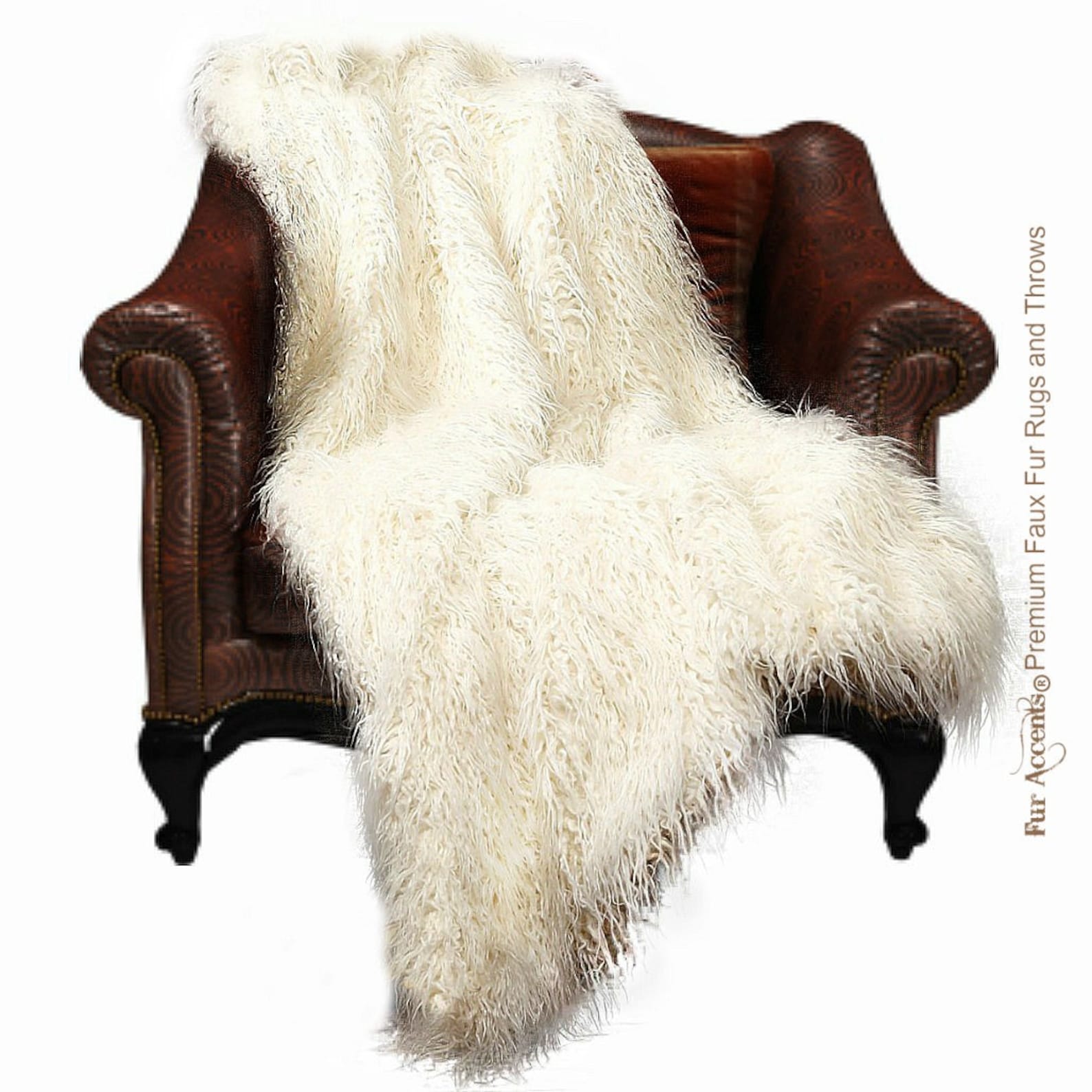 Luxurious Faux Fur Throw Blanket - White off White - Long Hair Shaggy ...