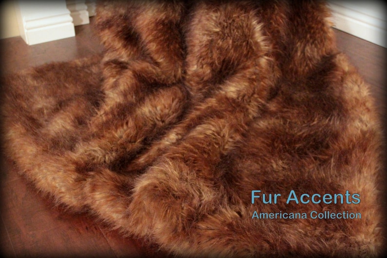 FUR ACCENTS Faux Fur Throw Blanket / Brown Tones / - Etsy